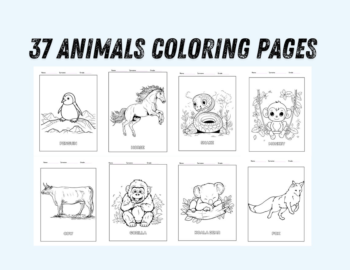 Learning Animals With Coloring, Fun Coloring Book for Kids, Animals ...
