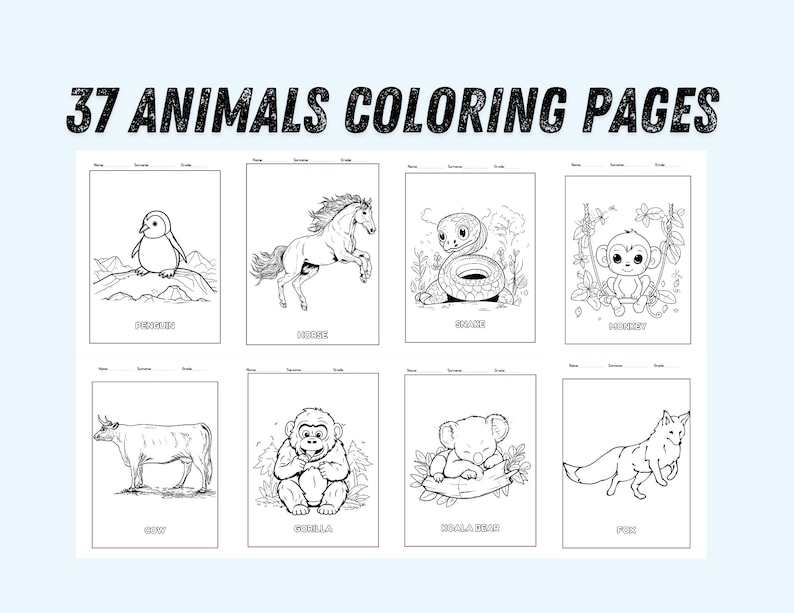 Learning Animals With Coloring, Fun Coloring Book for Kids, Animals ...