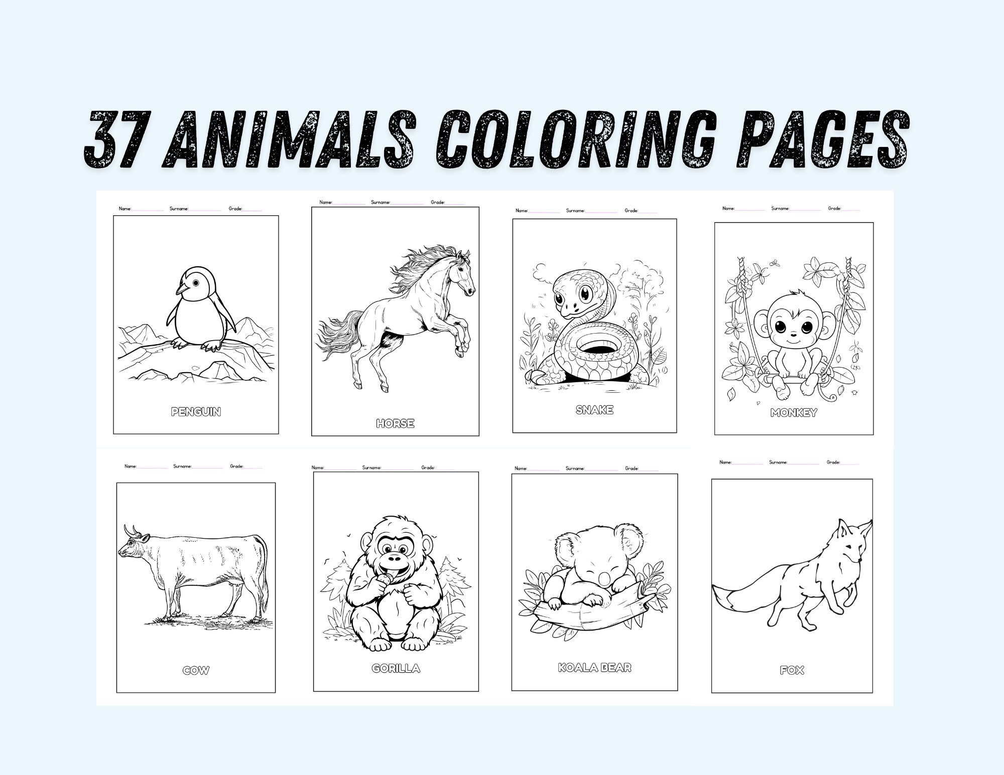 Learning Animals With Coloring, Fun Coloring Book for Kids, Animals ...