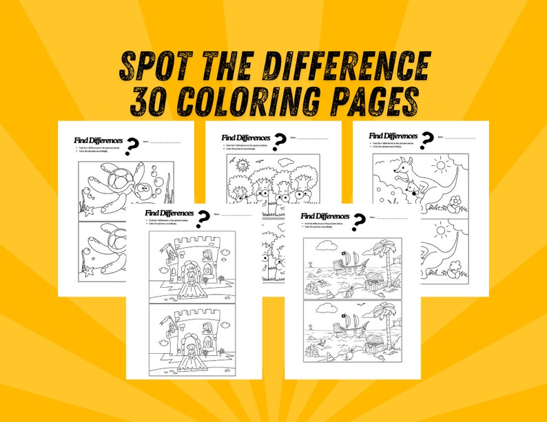 Spot the Difference With Coloring Pages for Kids, Fun & Educational ...