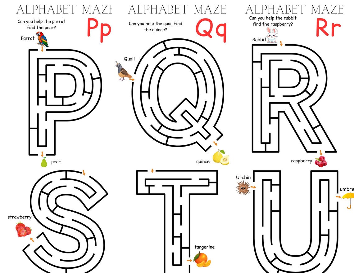Alphabet Maze Printable | ABC Maze Activity for Kids | Educational ...