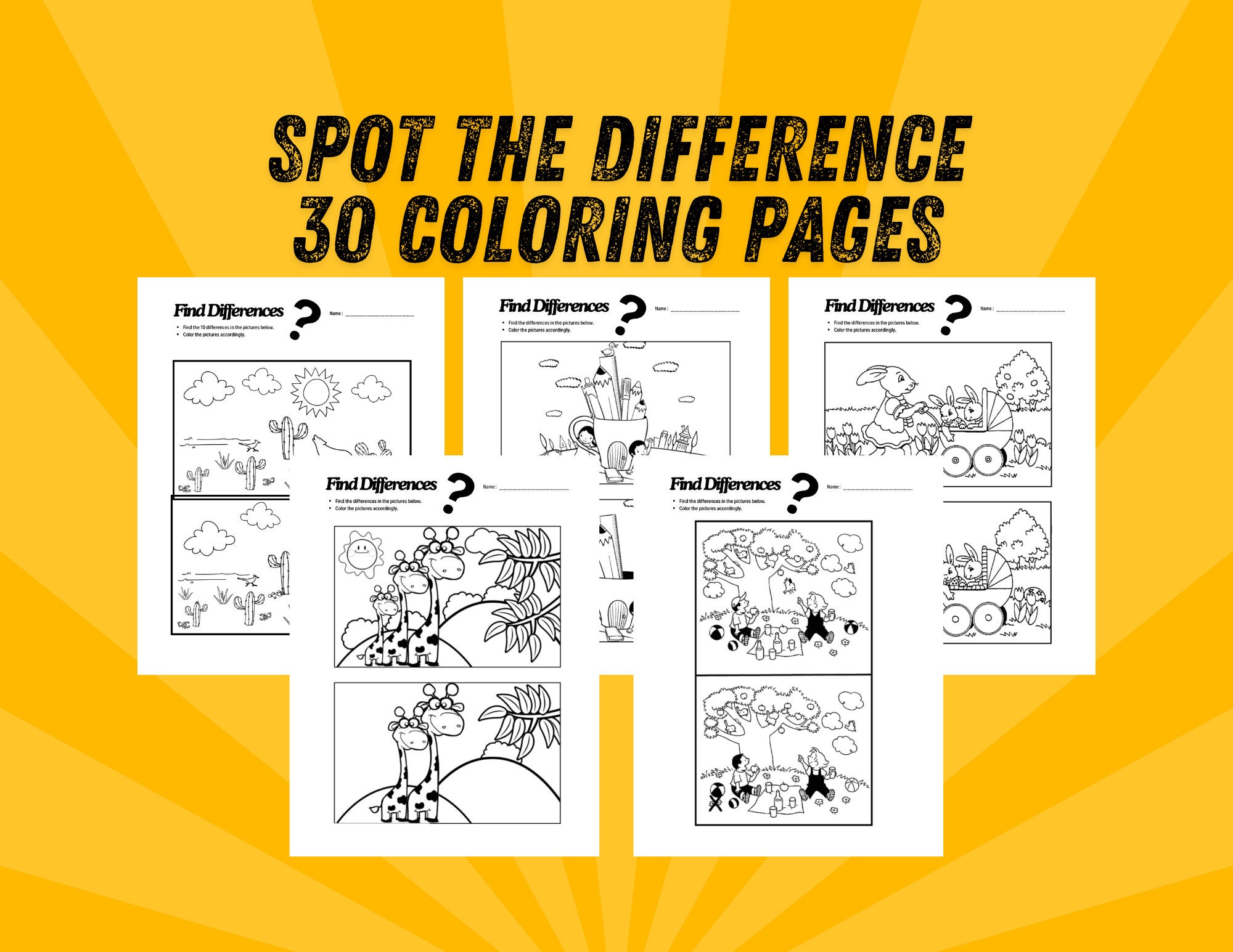 Spot the Difference With Coloring Pages for Kids, Fun & Educational ...