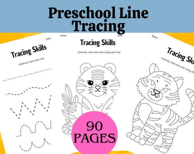 60 Preschool Line Tracing Worksheets Bundle, Fine Motor Pre-writing ...