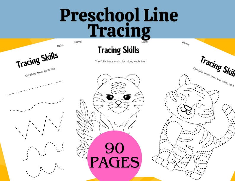 90 Preschool Line Tracing Worksheets Bundle, Fine Motor Skills, Fun Pre ...