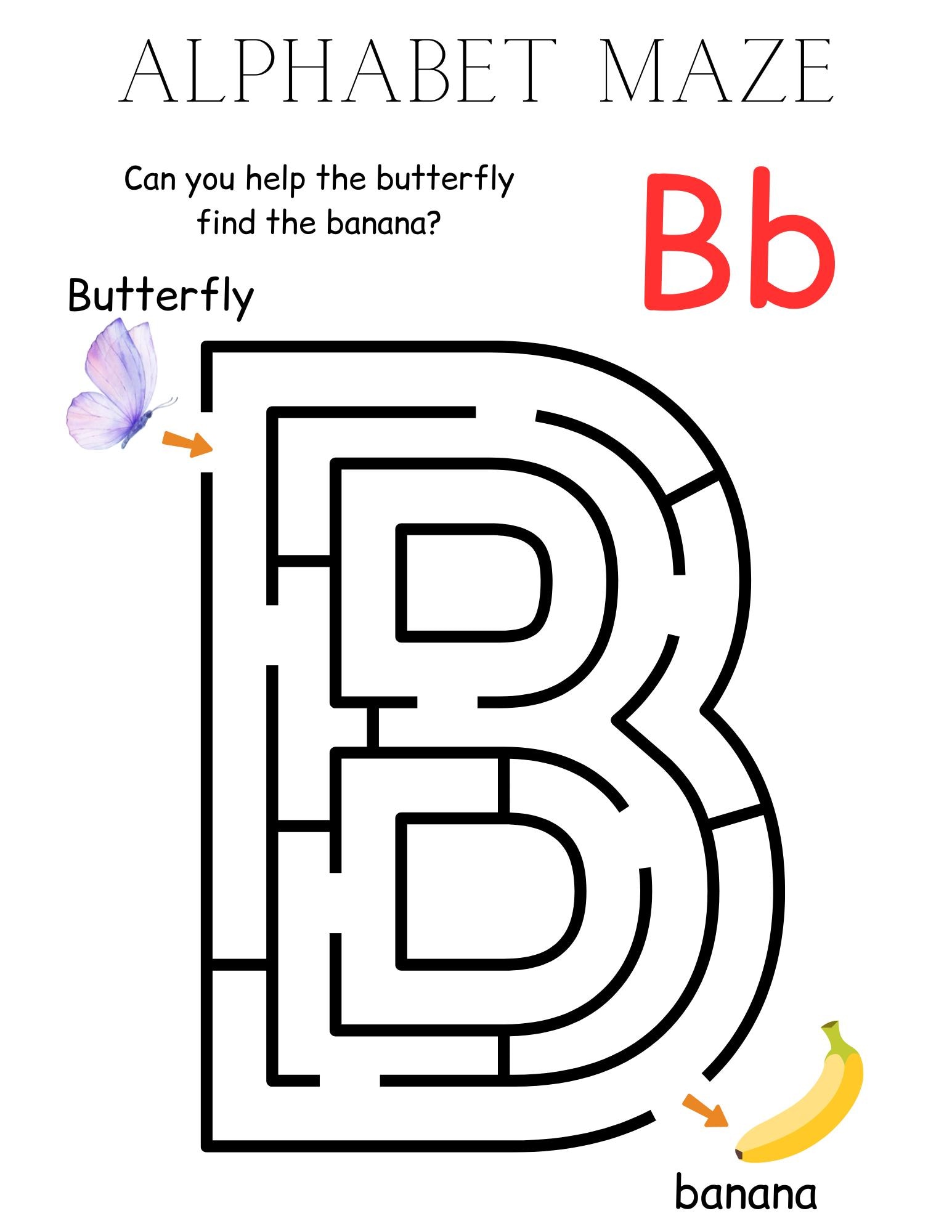 Alphabet Maze Printable | ABC Maze Activity for Kids | Educational ...