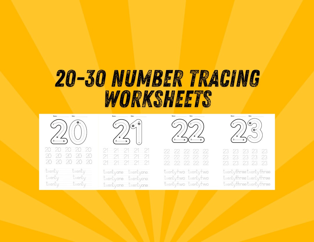 Printable 20-30 Number Tracing Worksheets for Kids | Fun Educational ...