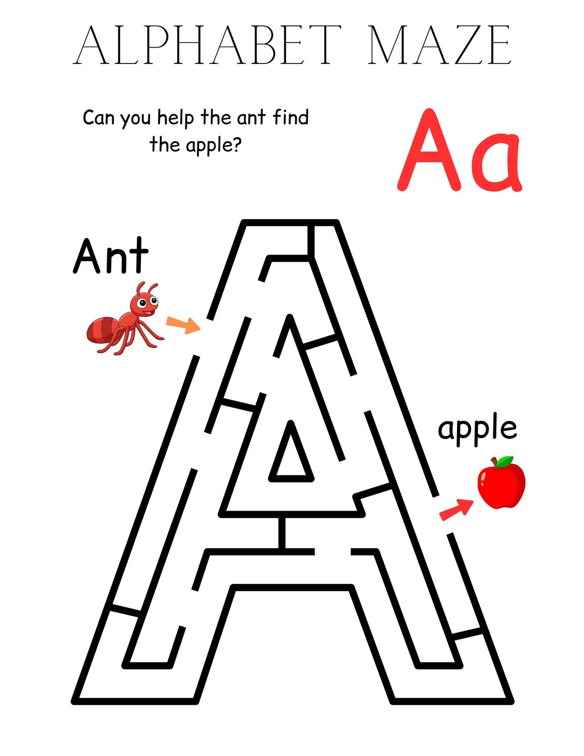 Alphabet Maze Printable | ABC Maze Activity for Kids | Educational ...