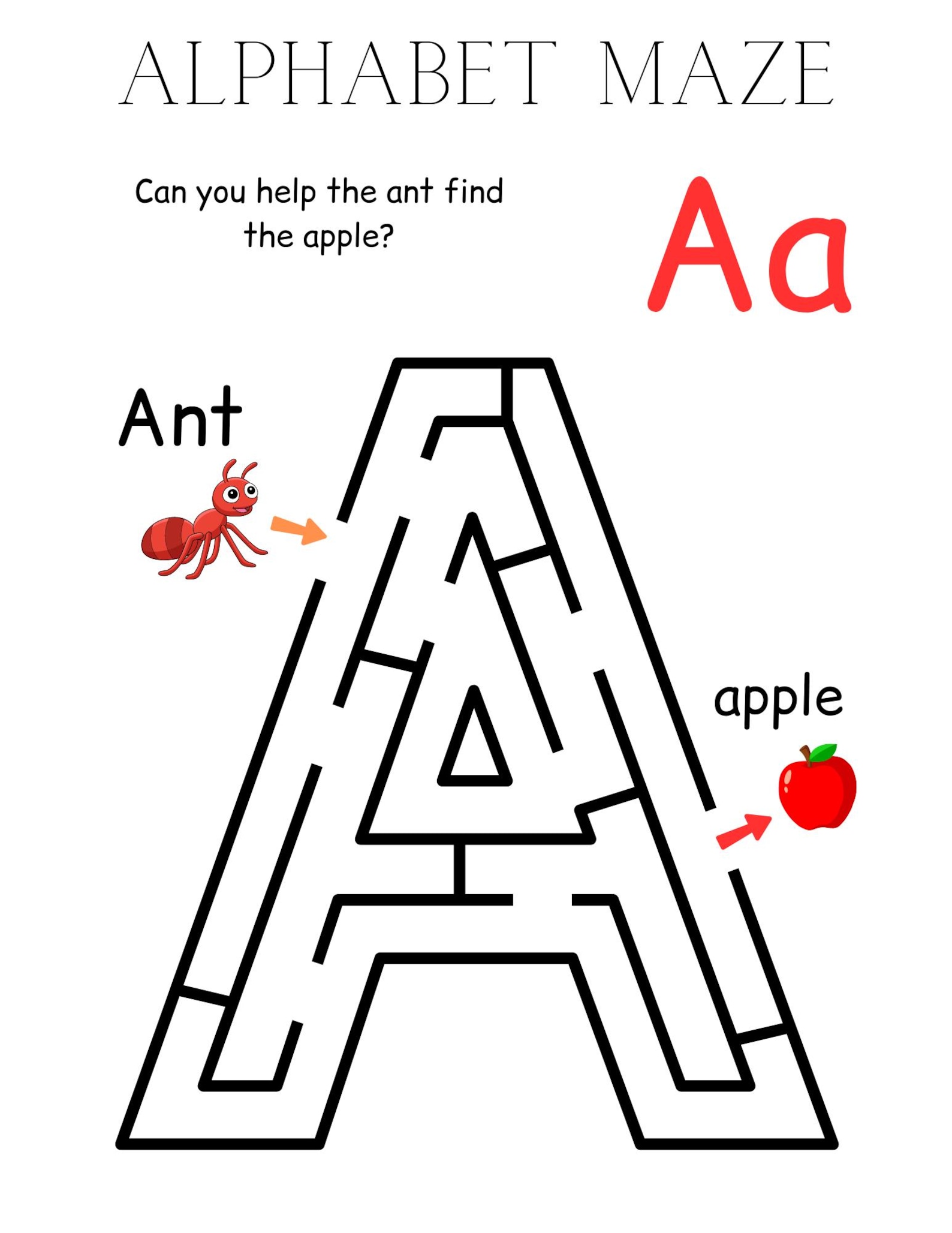 Alphabet Maze Printable | ABC Maze Activity for Kids | Educational ...