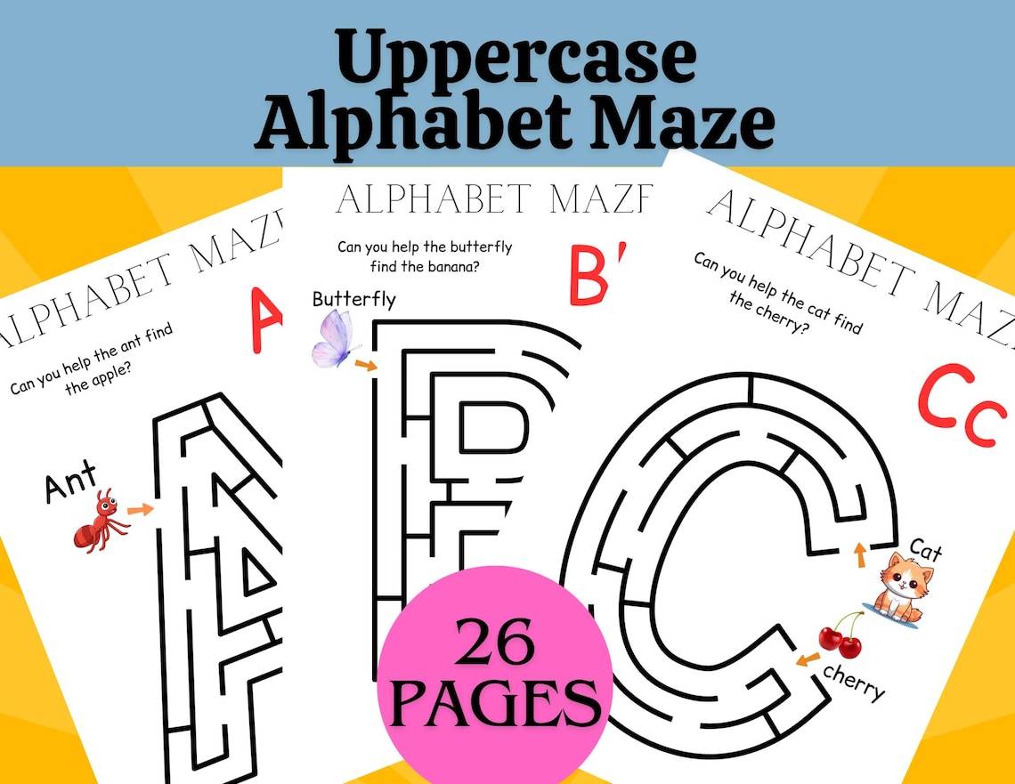 Alphabet Maze Printable | ABC Maze Activity for Kids | Educational ...
