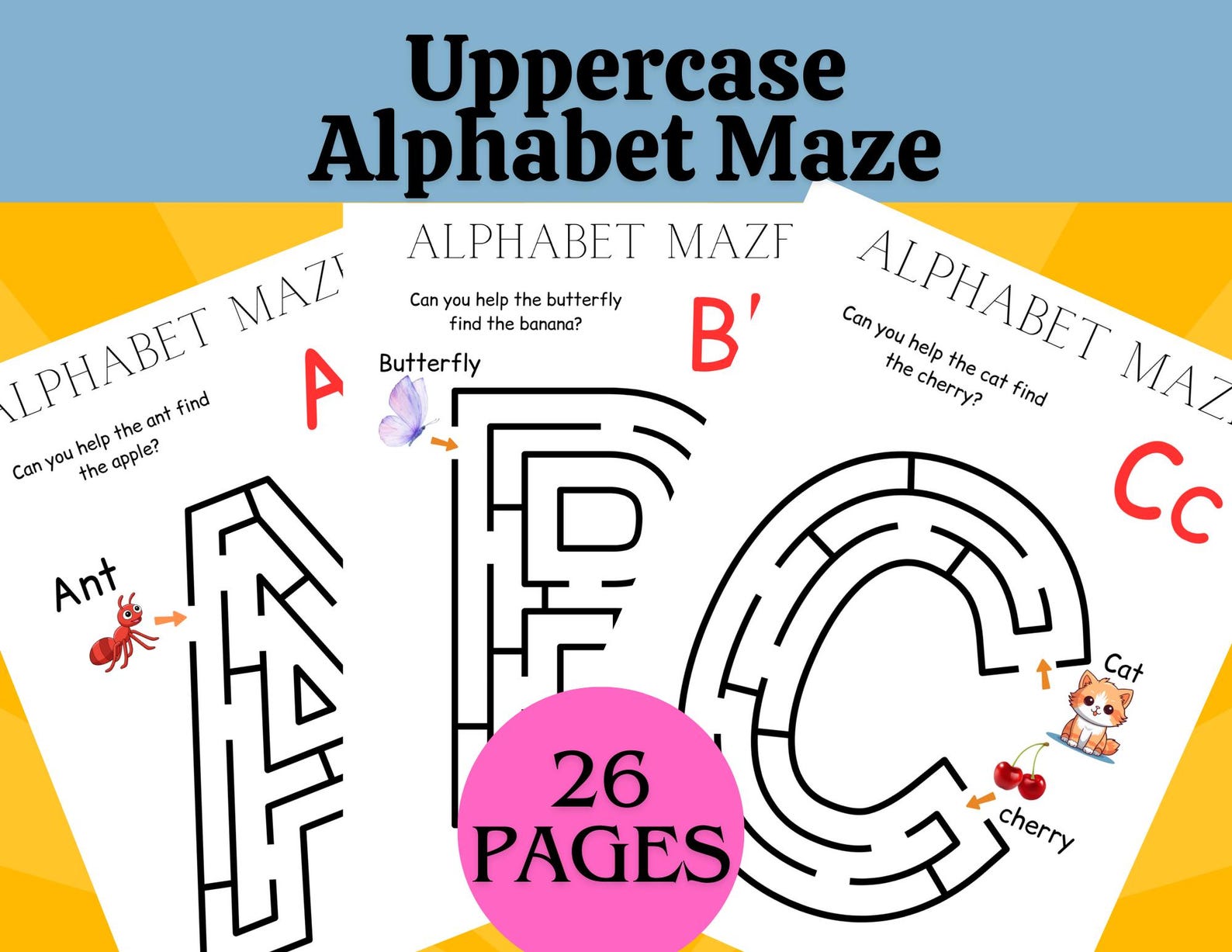 Alphabet Maze Printable | ABC Maze Activity for Kids | Educational ...