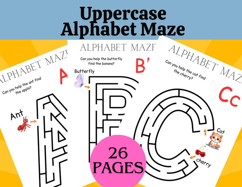 Alphabet Maze Printable | ABC Maze Activity for Kids | Educational ...
