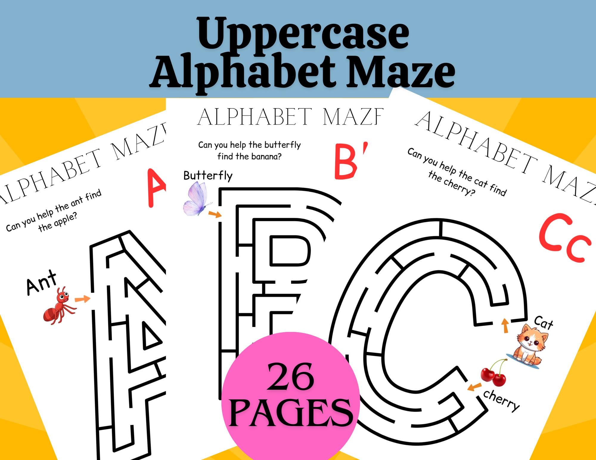 Alphabet Maze Printable | ABC Maze Activity for Kids | Educational ...