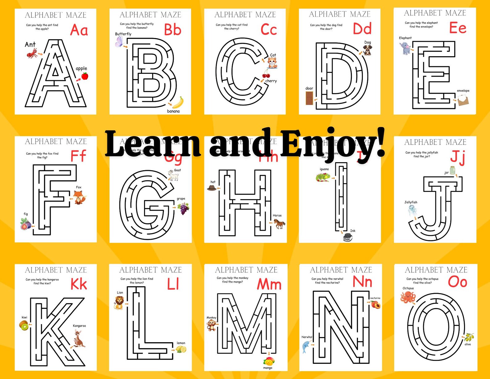 Alphabet Maze Printable | ABC Maze Activity for Kids | Educational ...