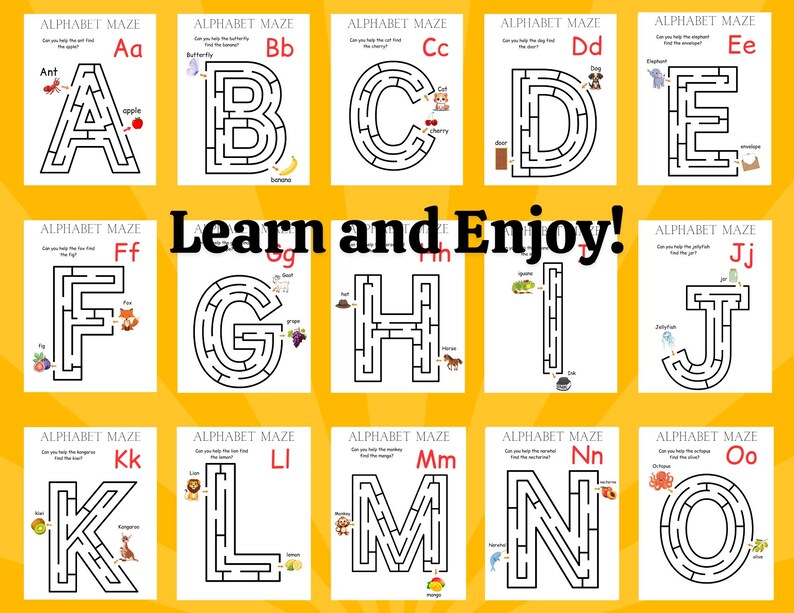 Alphabet Maze Printable | ABC Maze Activity for Kids | Educational ...