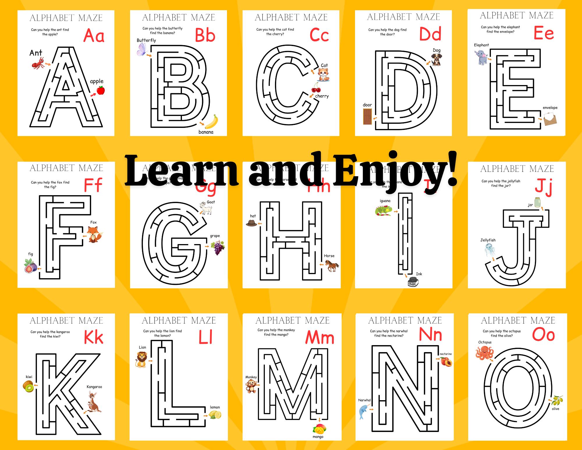 Alphabet Maze Printable | ABC Maze Activity for Kids | Educational ...