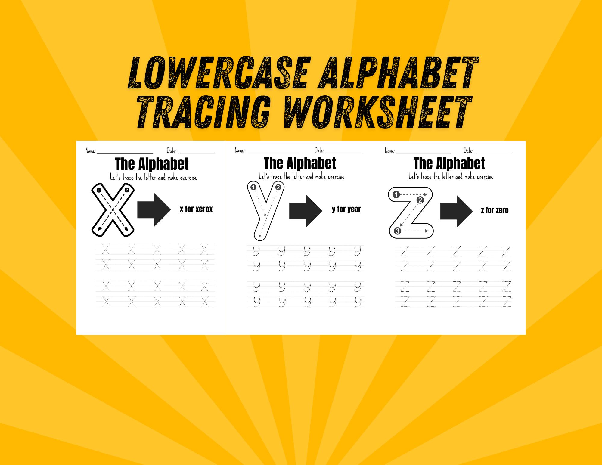 Lowercase Alphabet Tracing Worksheet -A to Z, A-z Alphabet Tracing ...