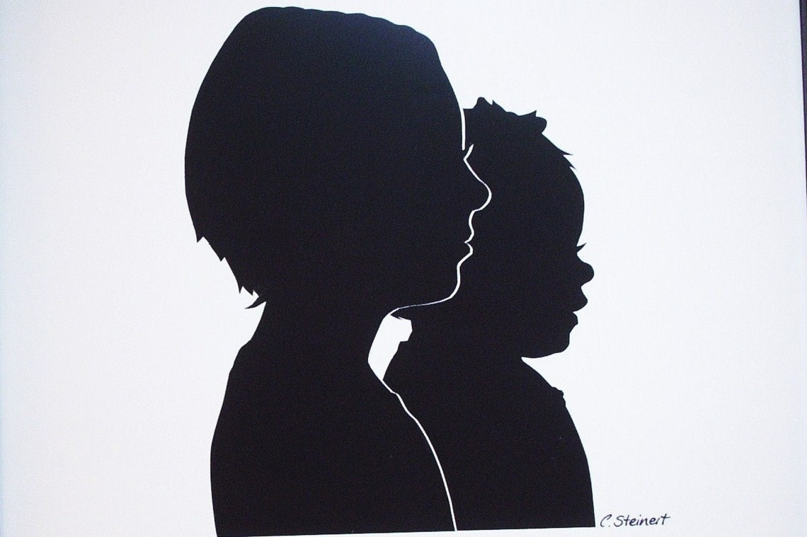 Custom Double Silhouette Portrait (not a Print) - Etsy