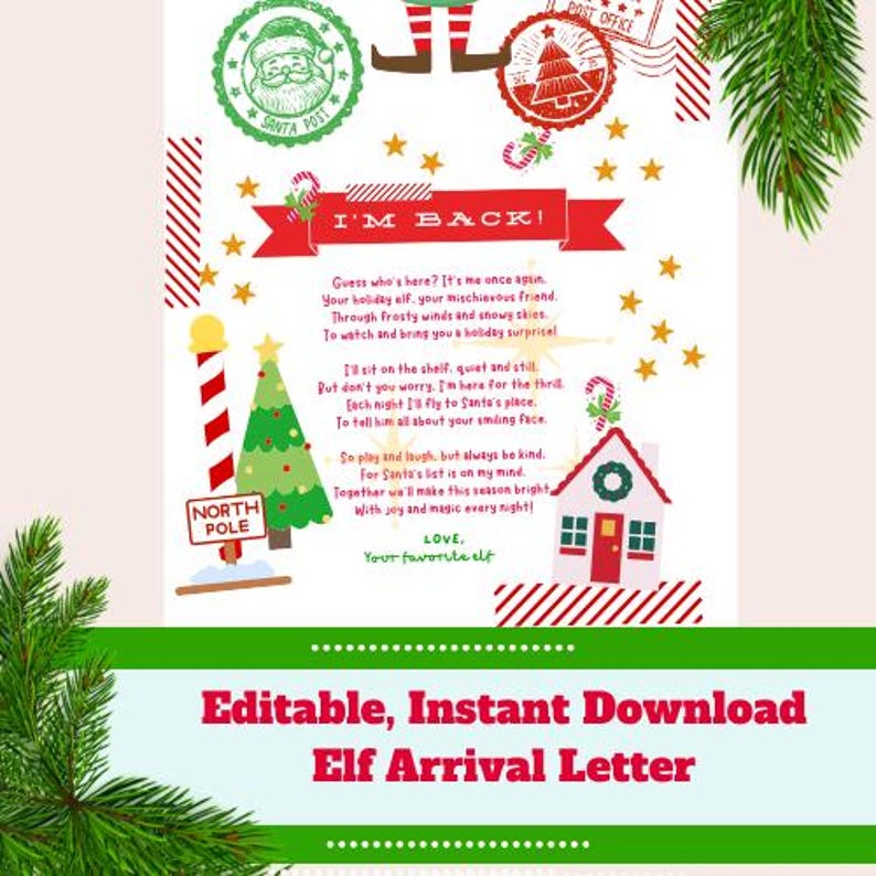 Personalized Elf Arrival Letter: Editable Printable Note (instant ...