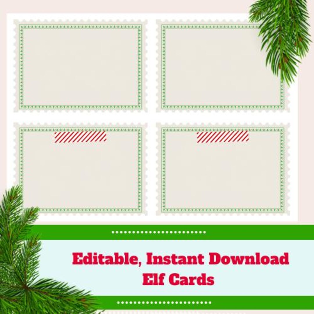 Elf Cards Editable, Instant Download, Editable Elf Note Cards, Printable Elf Note Template ...