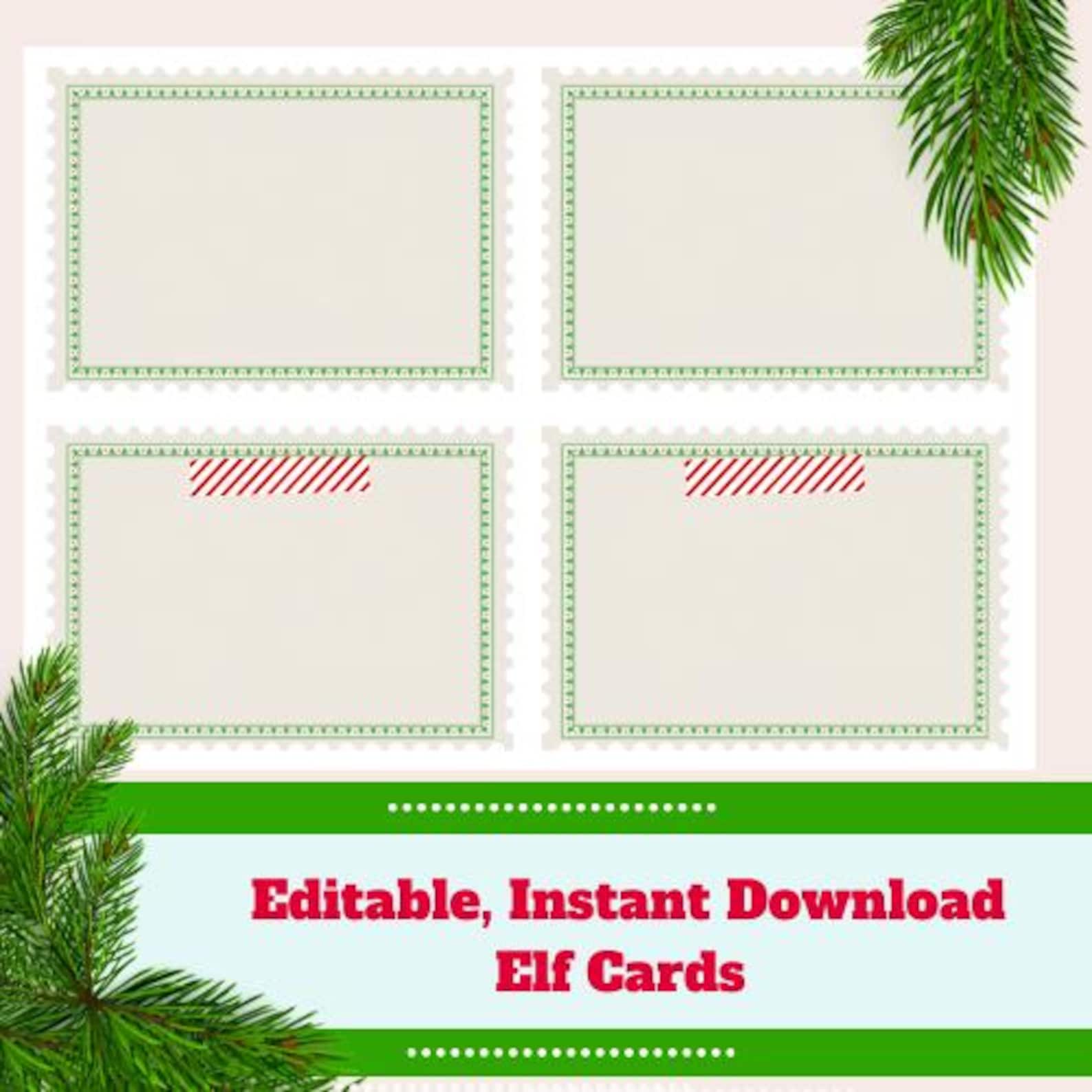 Elf Cards Editable, Instant Download, Editable Elf Note Cards ...