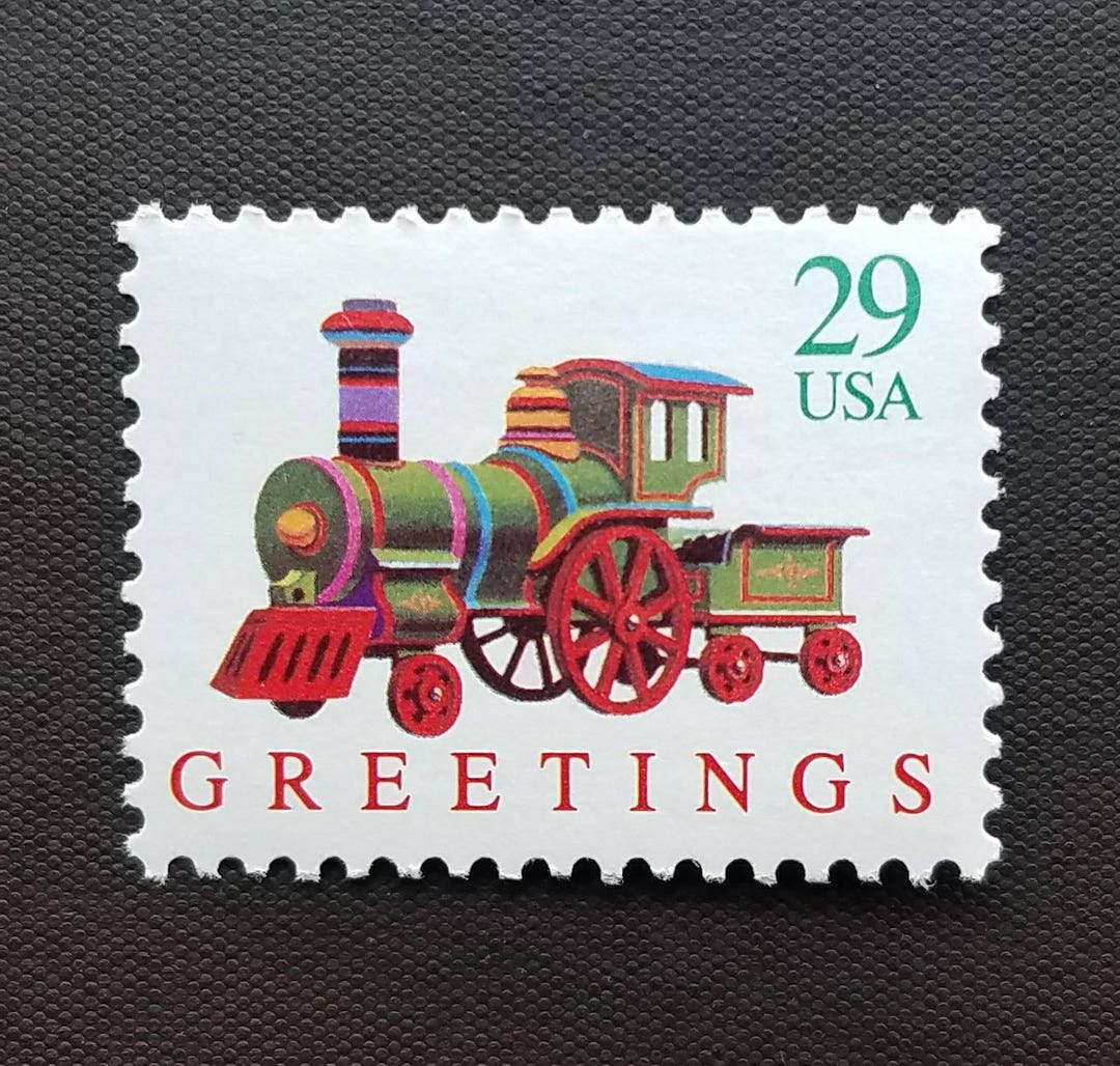 Five 5 Antique Christmas Toy Train 29c Stamp // Unused Vintage ...