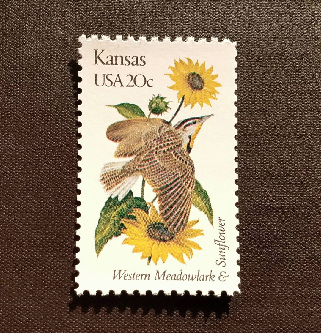 Vintage Kansas Bird & Flower 20c Postage Stamps: 20 Cent, Set of 5 - Etsy