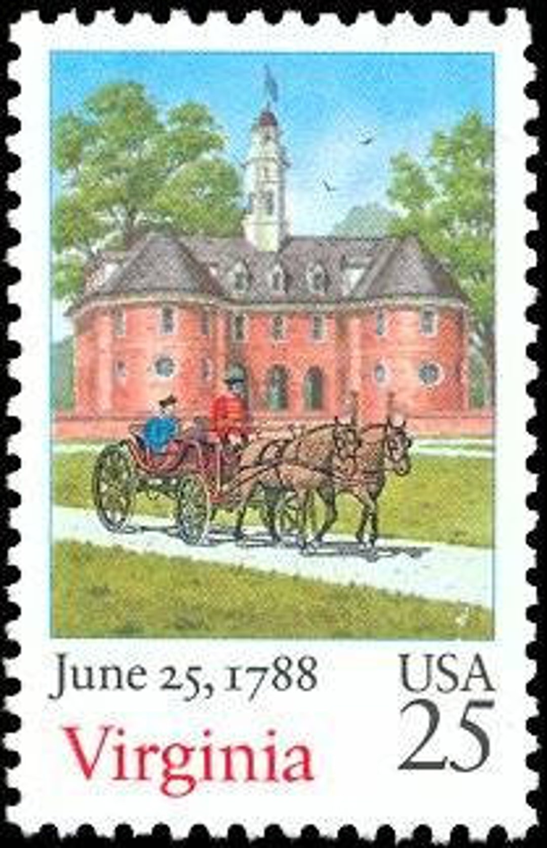 Five 5 Vintage Unused Postage Stamps Virginia 25c // 25 Cent Stamps ...