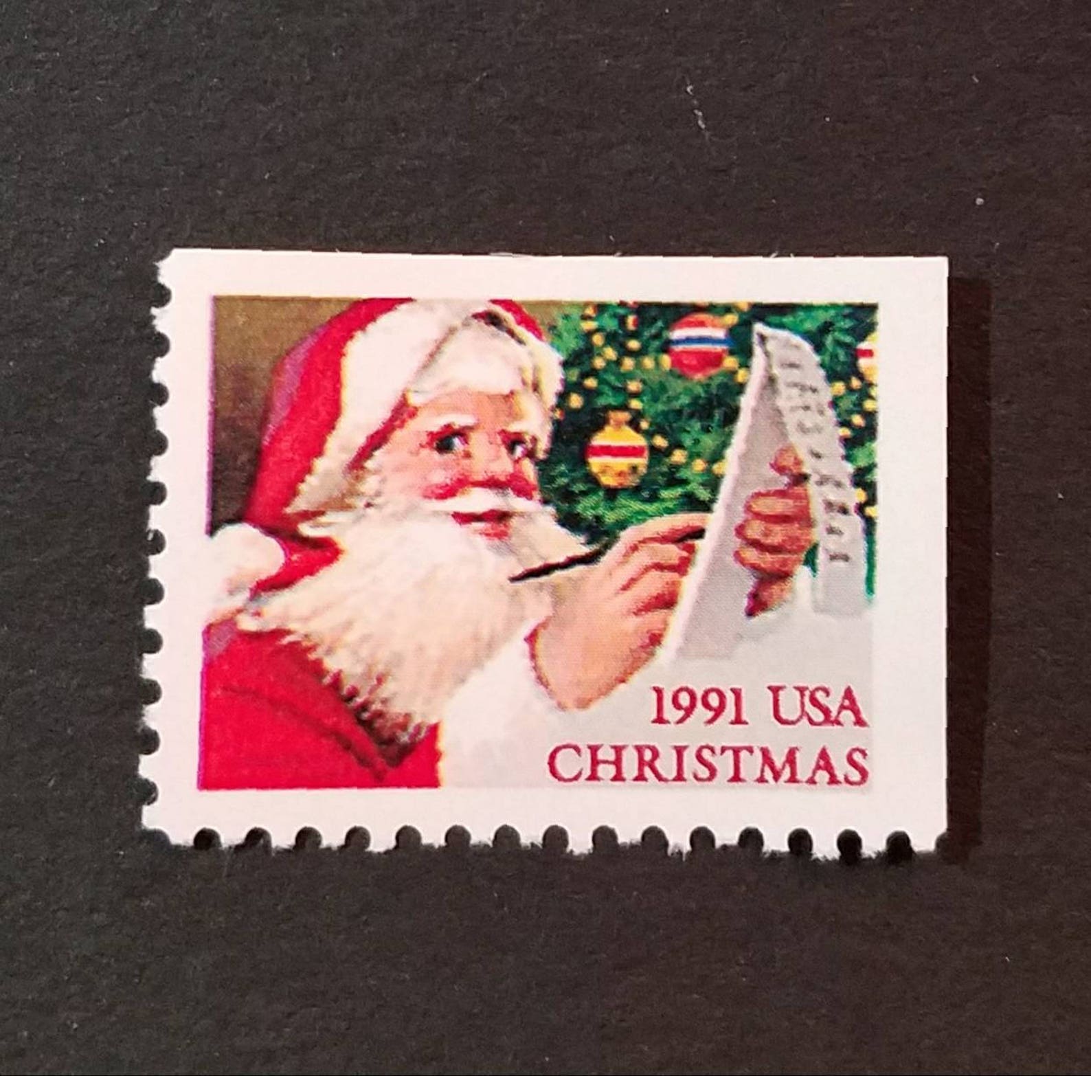 Five 5 Vintage Christmas Postage Stamps - Santa Claus With List 29c ...