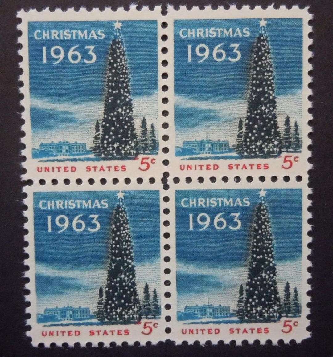 Five 5 Christmas Tree 1963 5c // Christmas Postage Stamps // 5 Cent ...