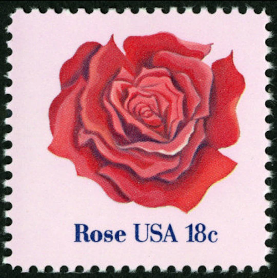 Five 5 Vintage Unused Postage Stamps - Rose 18c // 18 Cent Stamps ...