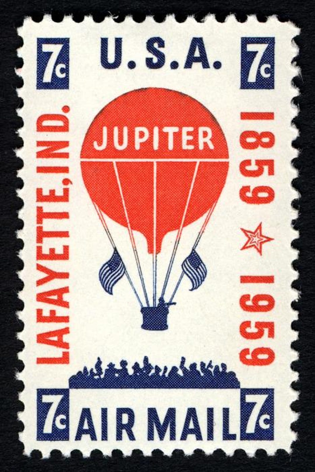 Five 5 Balloon Jupiter 7c // Vintage Unused Air Mail 7 Cent Stamps ...