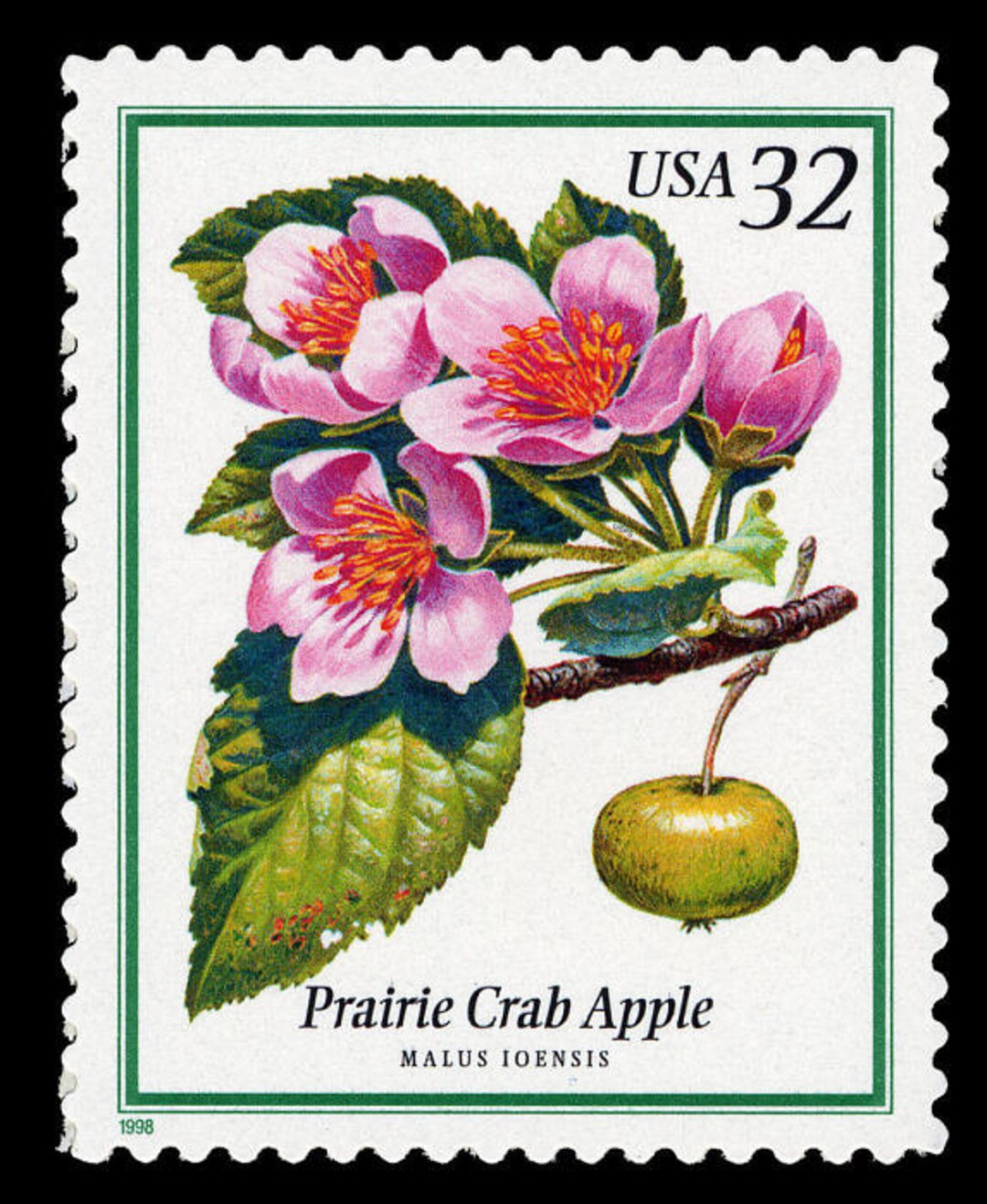 One 1 Flowering Trees, Prairie Crab Apple 32c // Unused Flower Postage ...