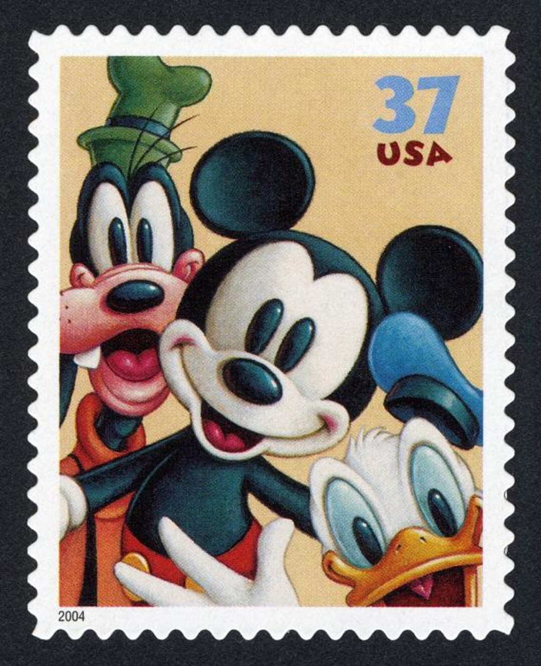 One 1 Disney Characters: Mickey, Goofy, and Donald Duck 37c Stamp ...