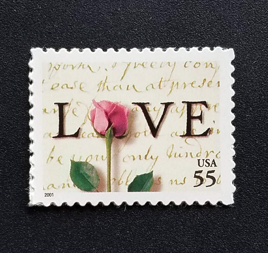 Vintage 55 Cent Love Letter Postage Stamps – Pink Rose, Unused Set of 5 ...