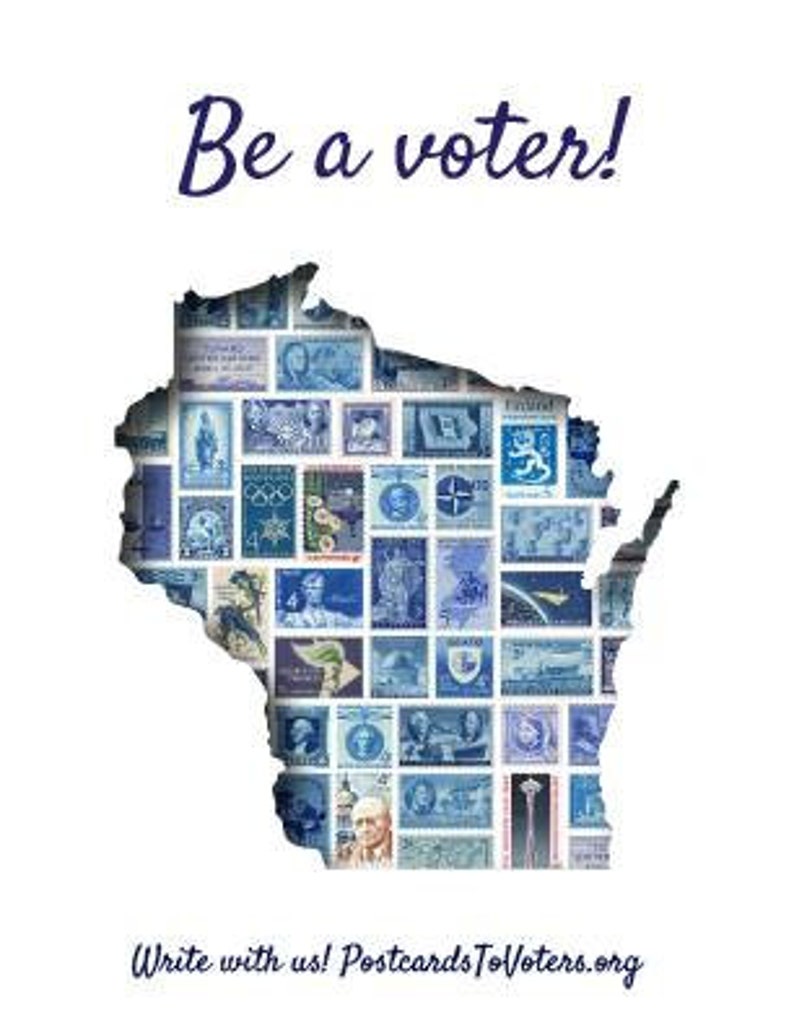 Postcards to Voters Printable Template: Blue Wisconsin - Etsy