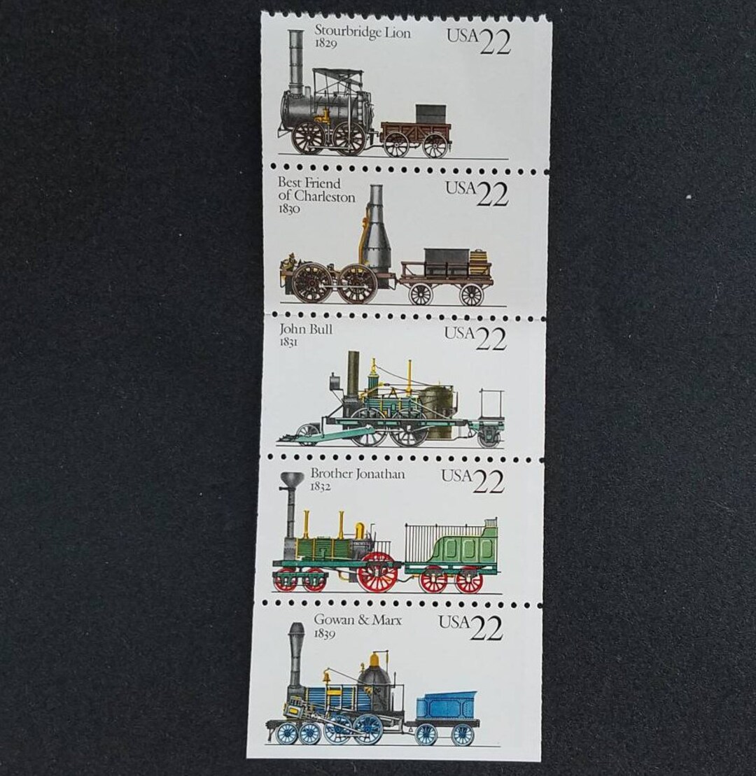 Vintage 1987 Steam Engine 22c Stamps // Locomotives, 22 Cent Unused ...