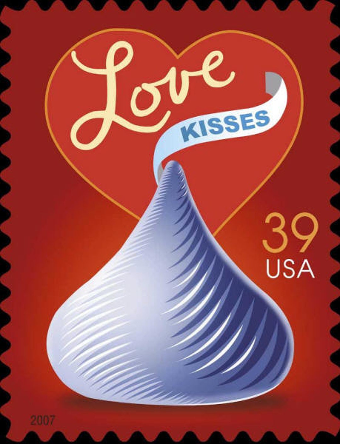 Ten 10 Love & Hershey's Kisses 39c Stamps // Vintage Unused Postage ...
