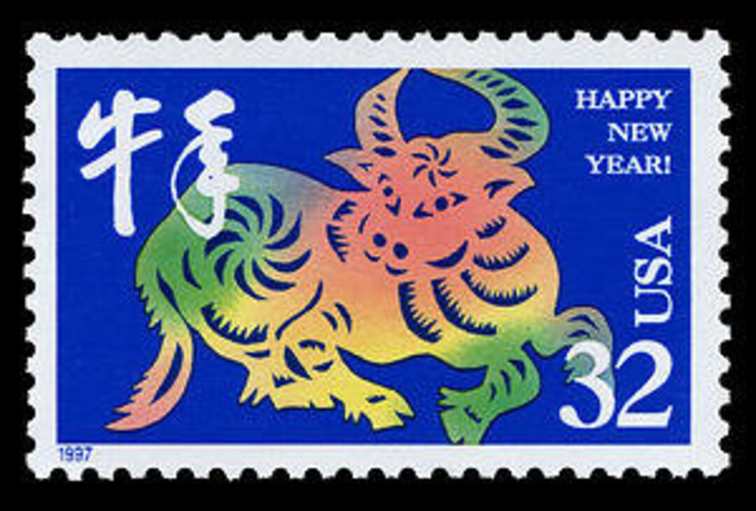 Twenty 20 Vintage Unused Postage Stamps - Year of the Ox (sheet ...