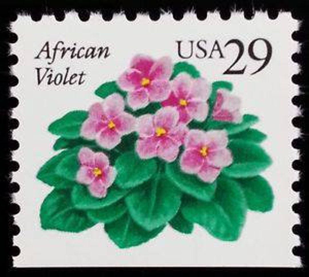 Five 5 African Violets 29c Stamps // Vintage Unused Postage Stamps 29 ...