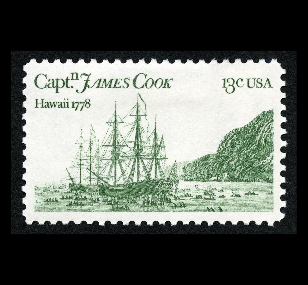 Five 5 Captain Cook's Ship 13c // Vintage Unused Postage Stamps 13 Cent ...