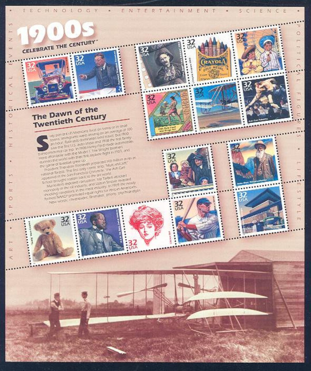 Ten 10 Celebrate the Century: 1900s-1990s Sheets of Unused Postage ...