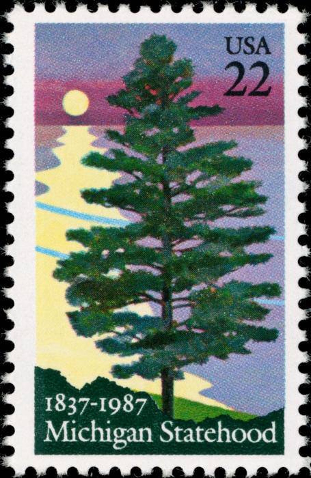 Five 5 Michigan 22c // Vintage Unused Postage Stamps 22 Cent Stamps ...