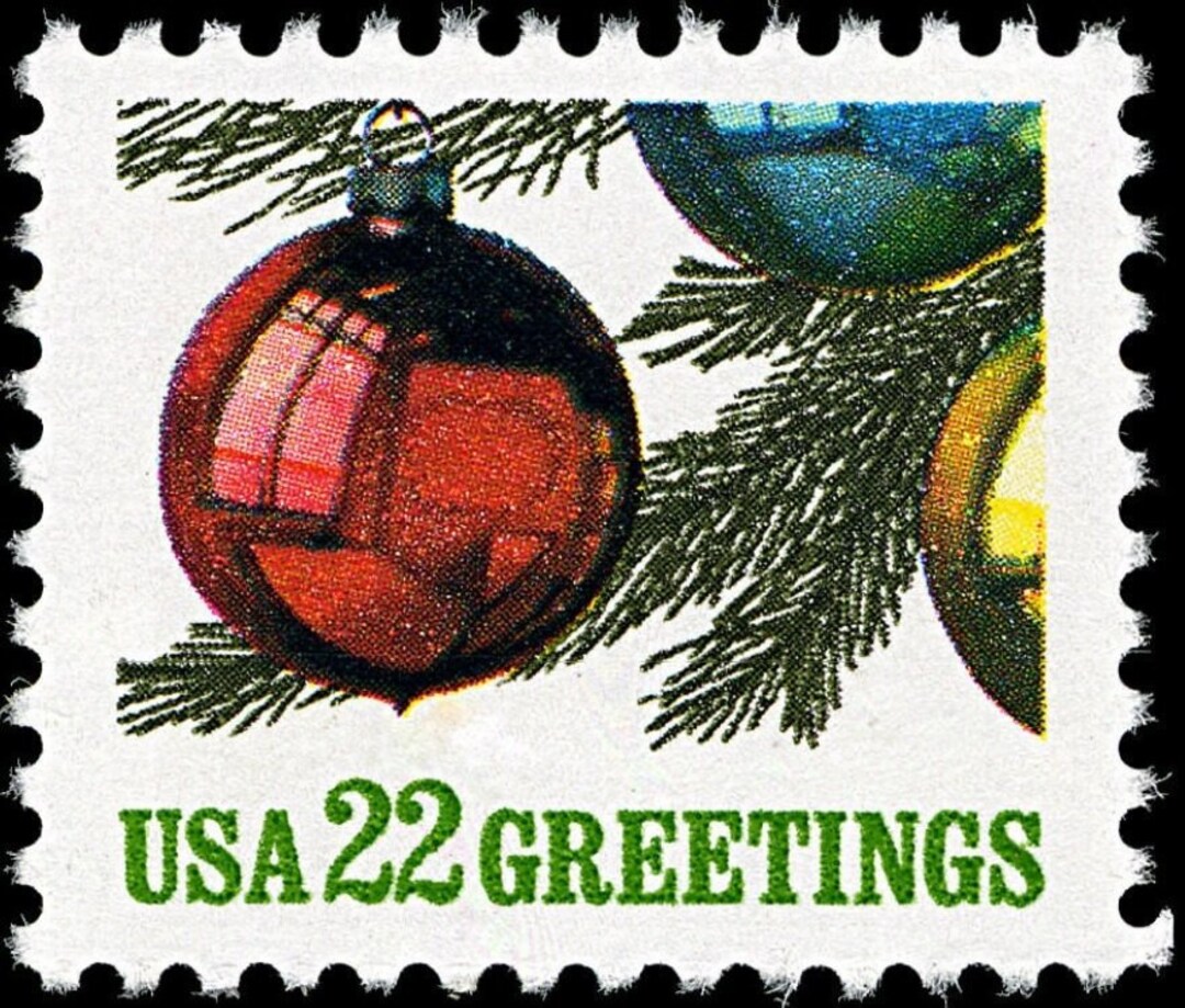 Five 5 Vintage Christmas Postage Stamps - Christmas Ornaments 22c // 22 ...