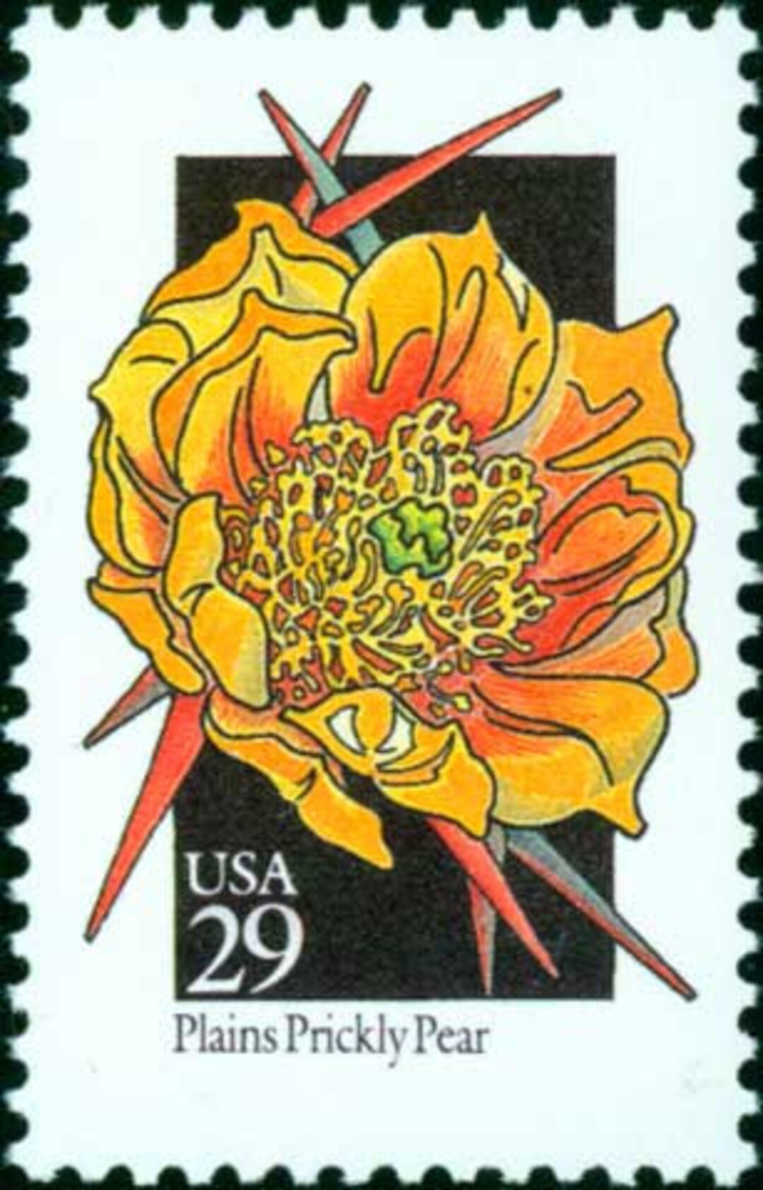 Five 5 Plain's Prickly Pear 29c Stamps // Wildflowers // Vintage Unused ...