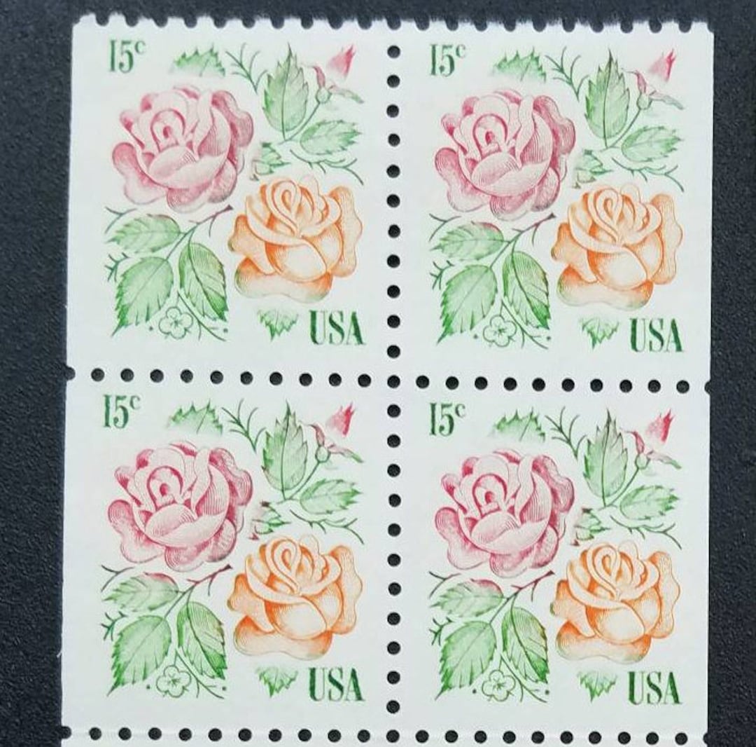Five 5 Vintage Unused Postage Stamps - Roses 15c // 15 Cent Roses ...