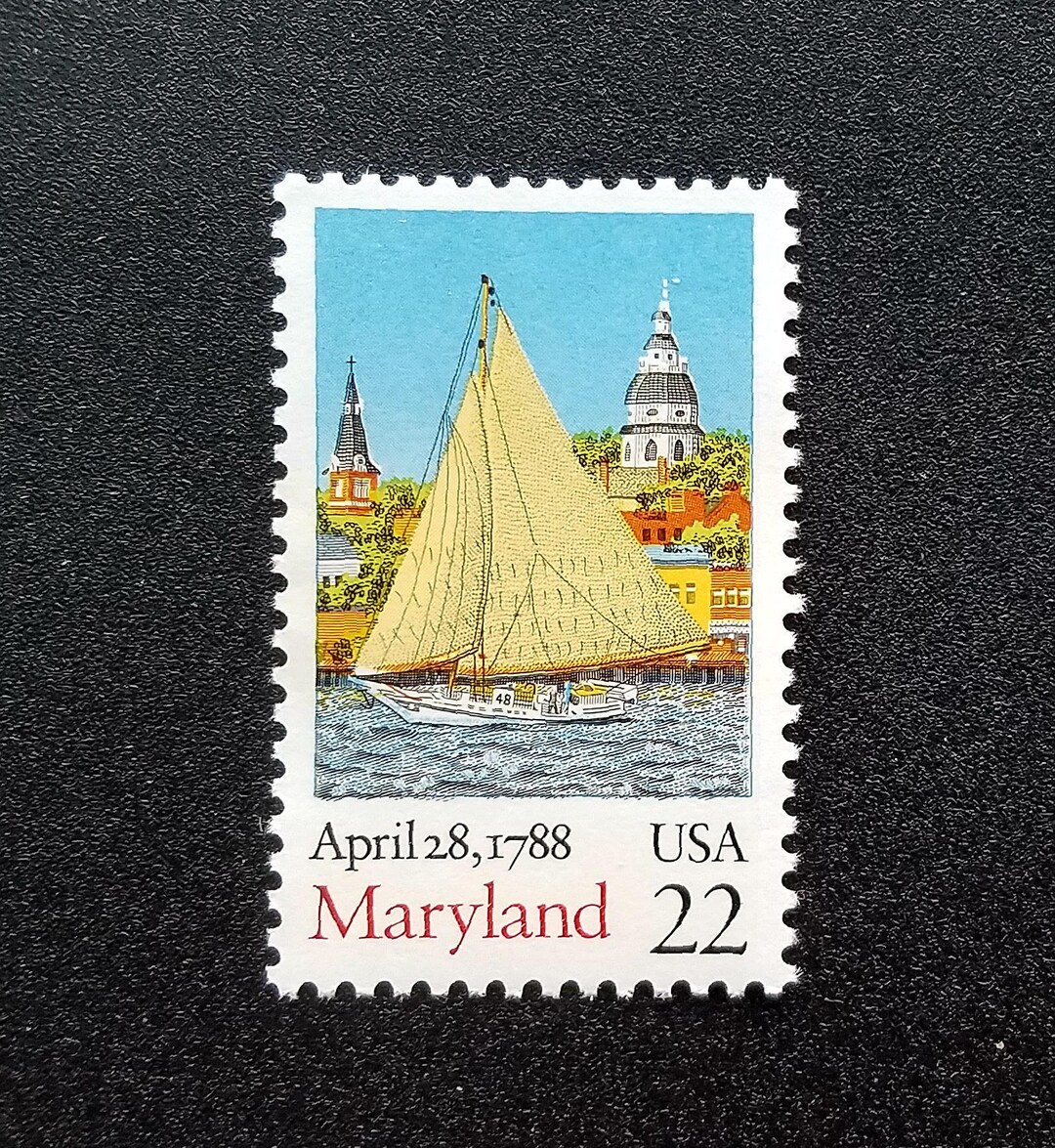 Five 5 Vintage Unused Postage Stamps - Maryland 22c // 22 Cent Stamps ...