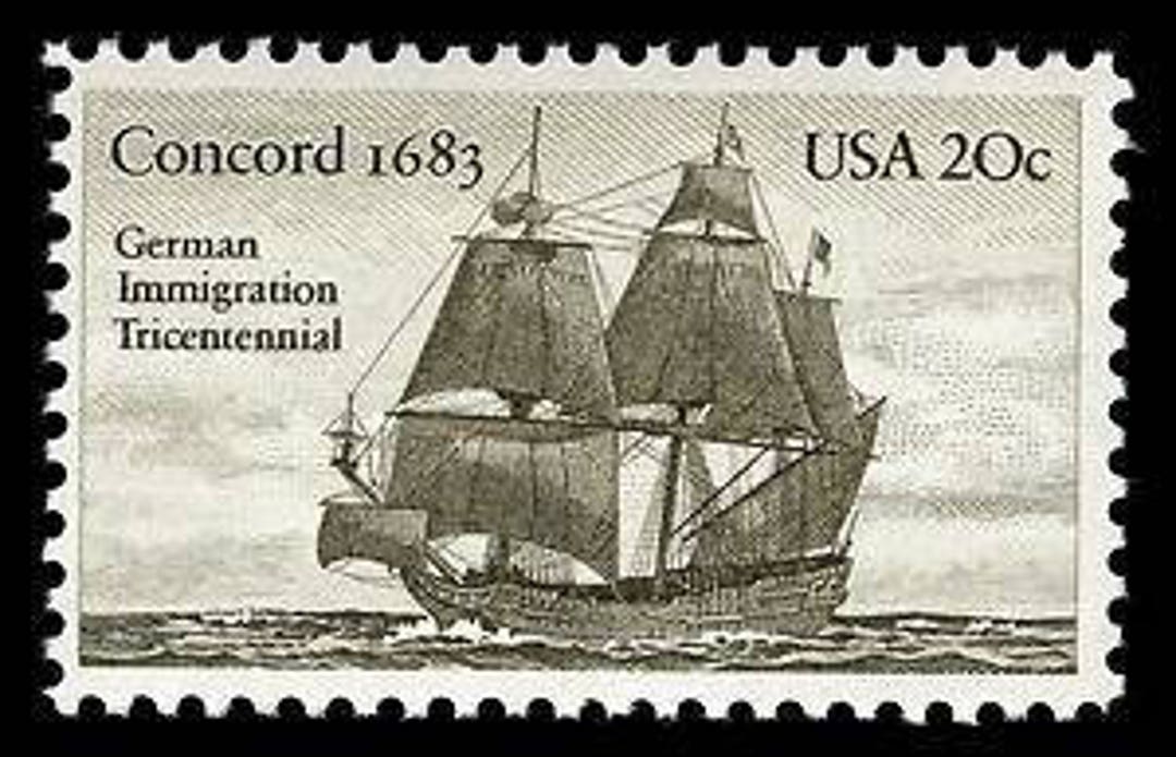 Five 5 Vintage Unused Postage Stamps - Concord 1683 German Immigration ...