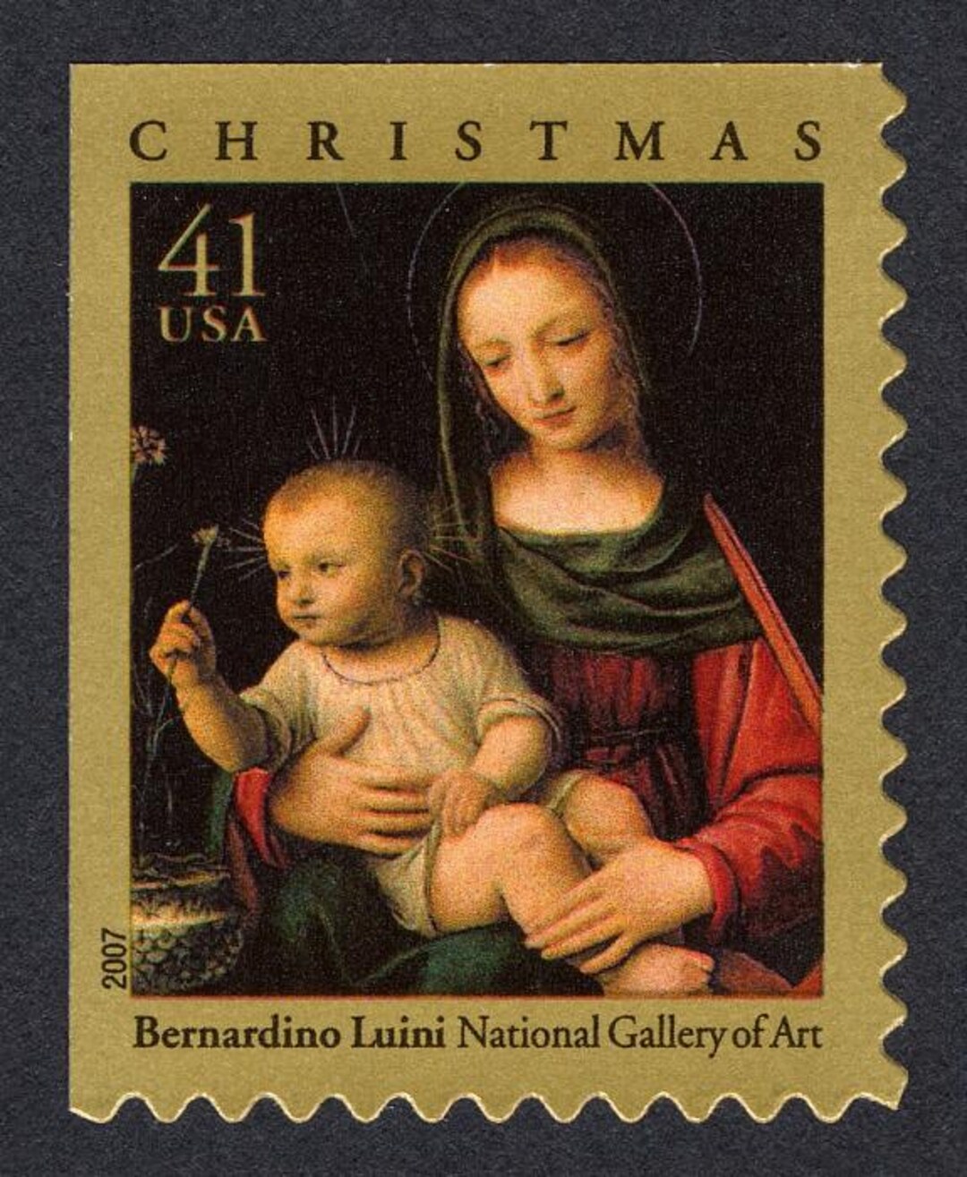 Eight 8 Madonna of the Carnation by Luini 41c Stamps // Vintage Unused ...