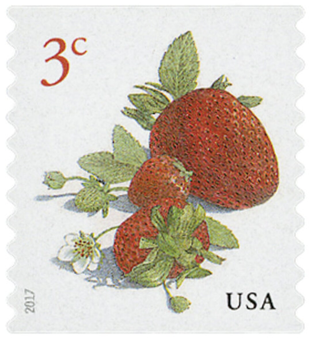 Five 5 Strawberry 3c Stamps // Vintage Unused Postage Stamps 3 Cent ...