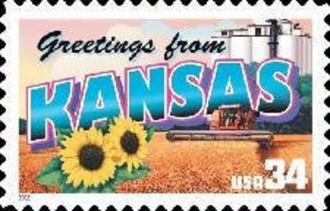 Five 5 Greetings From Kansas 34c // Unused Postage Stamps // 34 Cent ...
